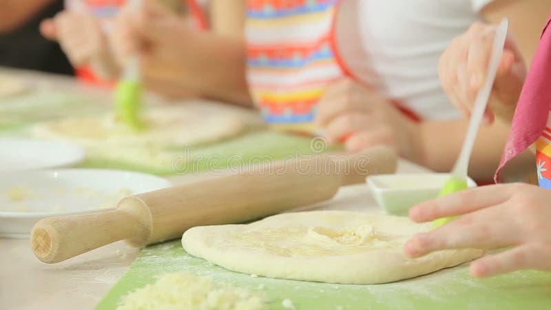 Kids work with dough stock video. Video of cake, child - 92236863