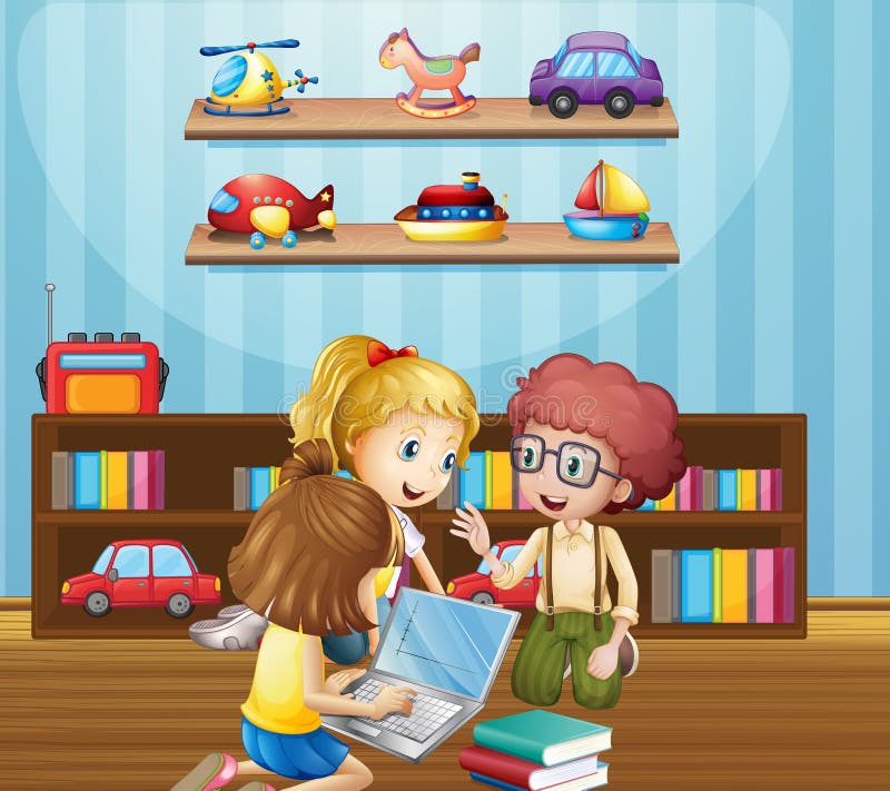Kids Working in Group at Home Editorial Stock Image - Illustration of ...