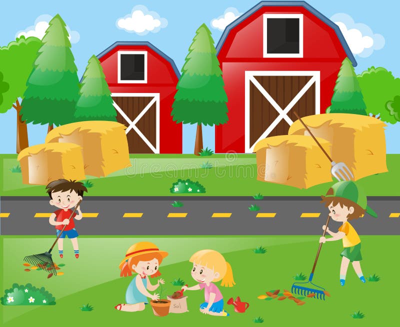 Children Working Clipart
