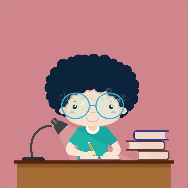 Kids on Writing a Book on the Table Stock Vector - Illustration of ...