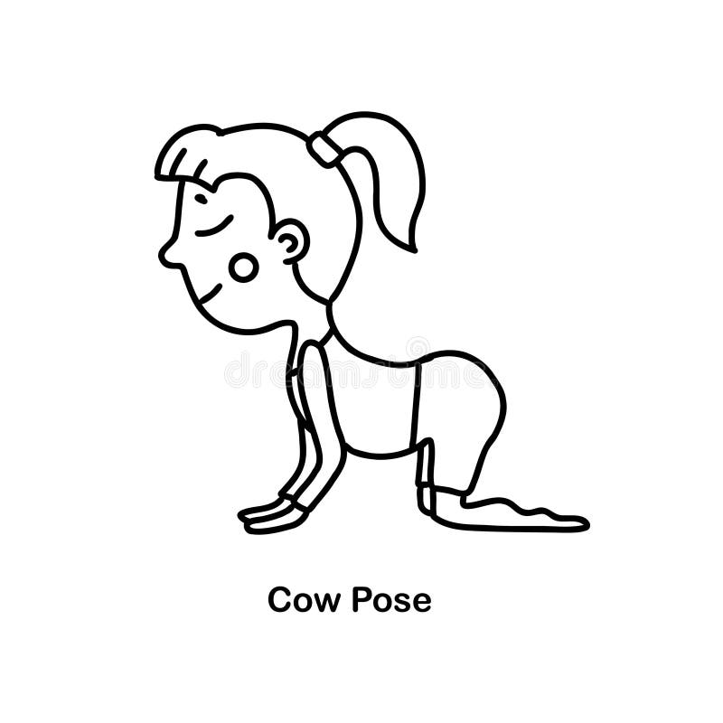 Kids Yoga Cow Pose. Vector Cartoon Illustration. Stock Vector ...