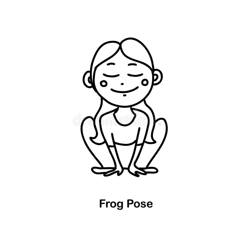 Kids Yoga Frog Pose. Vector Doodle Illustration. Stock Vector ...