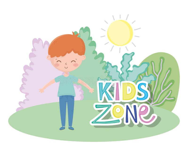 Kids Zone, Cute Little Boy in the Meadow Stock Vector - Illustration of ...
