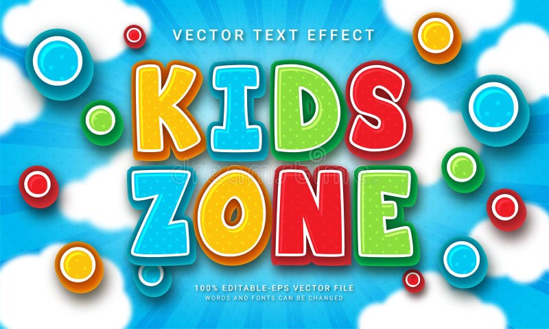 Kids Zone 3d Text Style Effect Themed Happy Kid Stock Vector ...