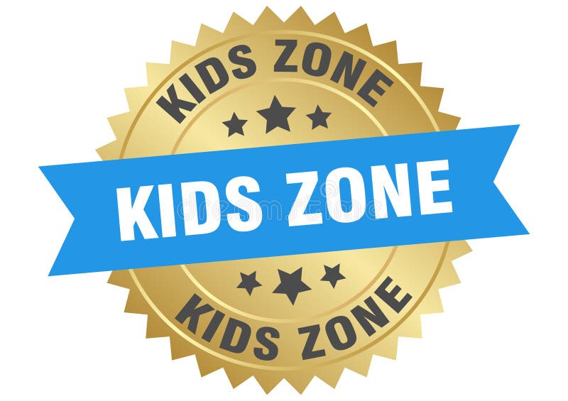 Kids Zone. Kids Zone Round Blue and Gold Label Isolated on Transparent ...
