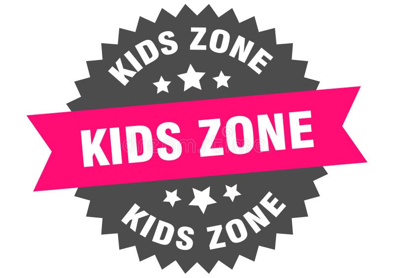 Kids Zone. Kids Zone Round Pink Label Isolated on Transparent ...
