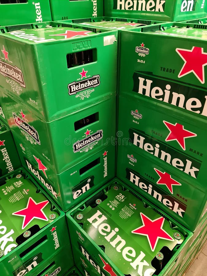 Kiel, Germany - 13. July 2023: a Stack of Heineken Beer Crates in a ...