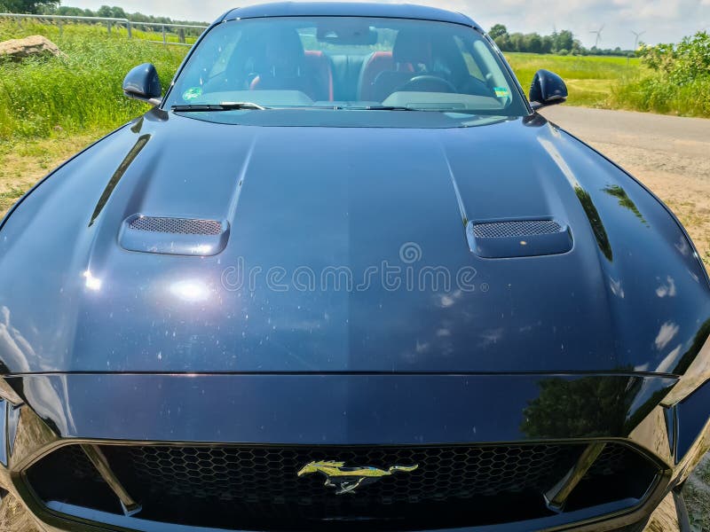 Low Angle Front View at a Black Ford Mustang Model 2018 Editorial Stock ...