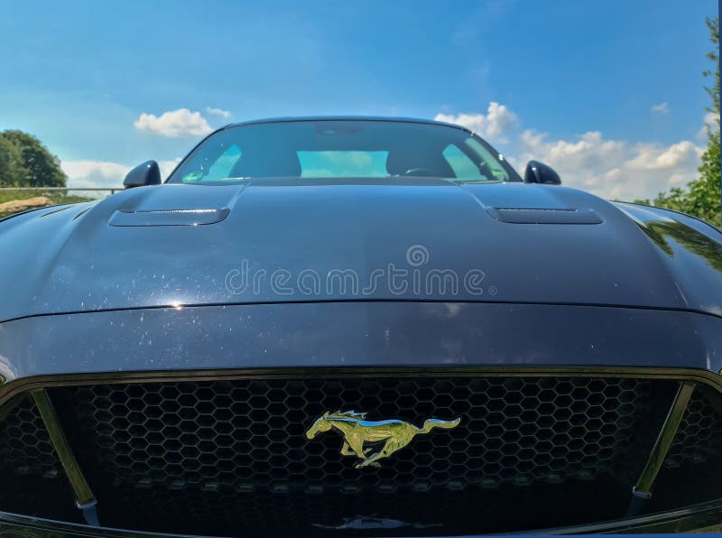 Low Angle Front View at a Black Ford Mustang Model 2018 Editorial Image ...