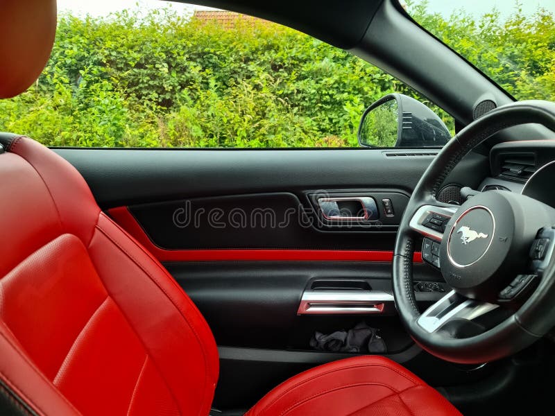 Kiel, Germany - 26 June 2024: a Red Leather Interior in the Cockpit of ...