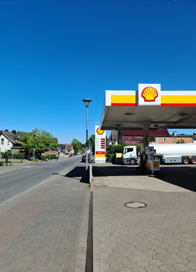 Kiel, Germany - 23.May 2024: a Shell Service Station on a Small Road in ...