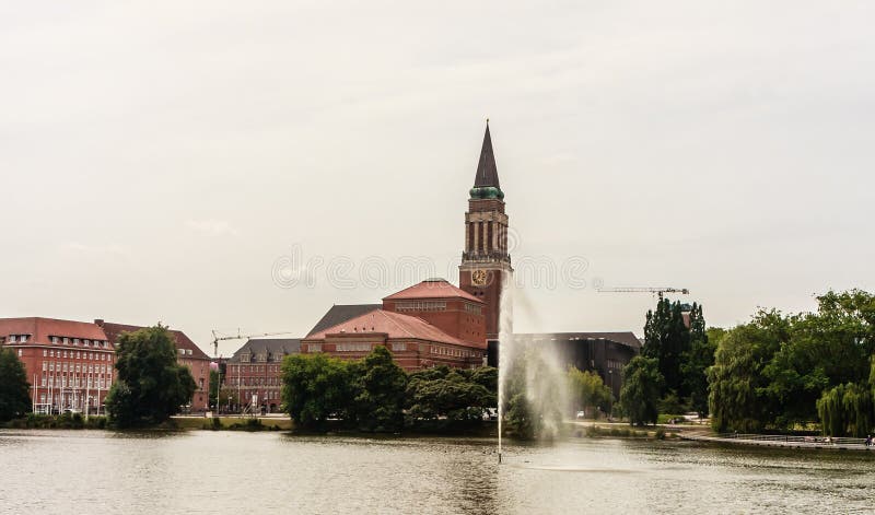 Kiel, Germany, View Over the Kiel City Hall Tower and the Kiel Opera ...