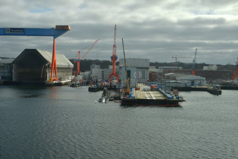 Kiel Harbour Shipyard Germany Clouded Day Editorial Stock Image - Image ...