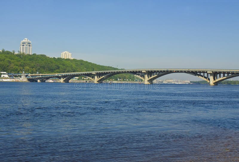 Kiev, Bridge on River Dnepr Stock Photo - Image of building, eastern ...