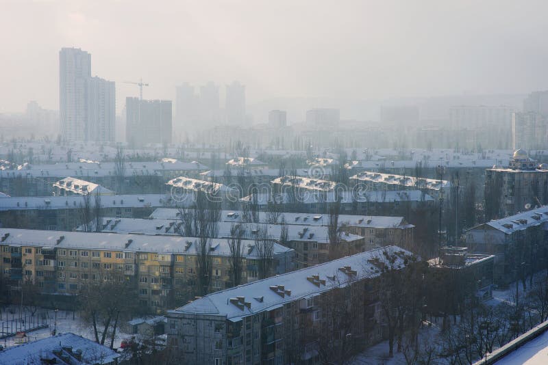 Kiev city on a cold day stock photo. Image of snow, ukraine - 48757252