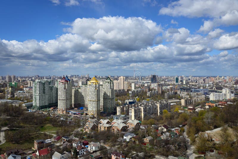 Kiev cityscape in spring stock photo. Image of crane - 52785186