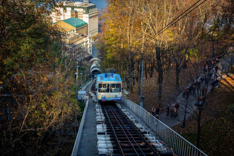 Kiev Funicular. Autumn in the City Stock Photo - Image of line, land ...