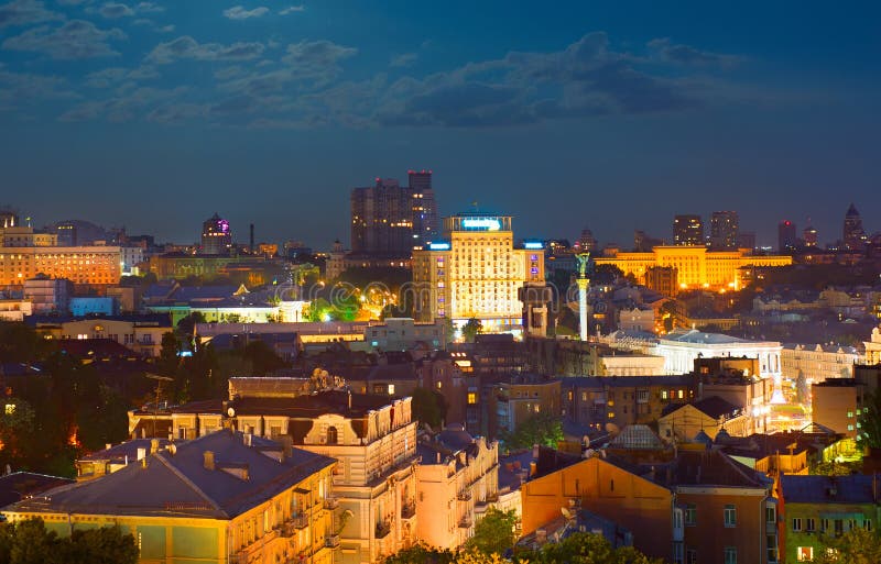 Kiev at night. Ukraine stock image. Image of kyiv, blue - 77571287