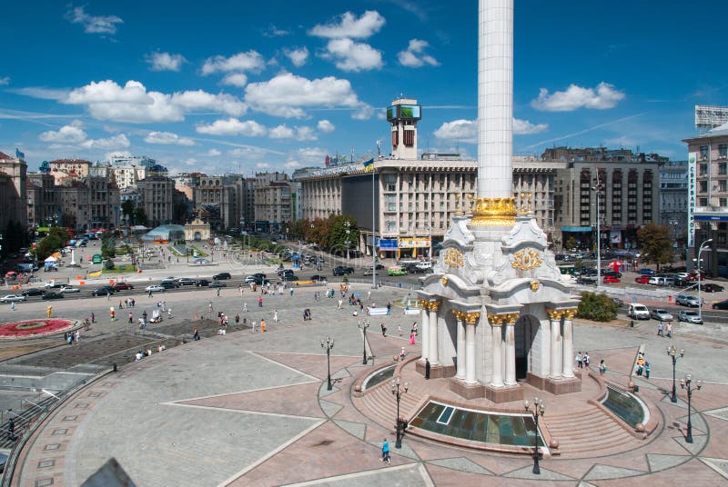 Maidan Square or Square of Independence in Kiev, Ukraine Editorial ...