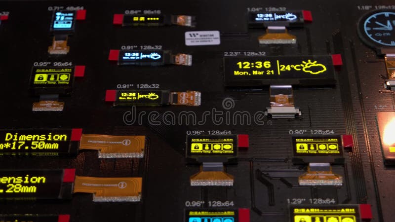 Large Chip with Many Displays with Various Parameters. Stock Footage ...