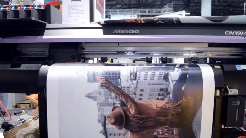 Large Format Colorful Printing - UV Digital Flatbed Printer during Work ...