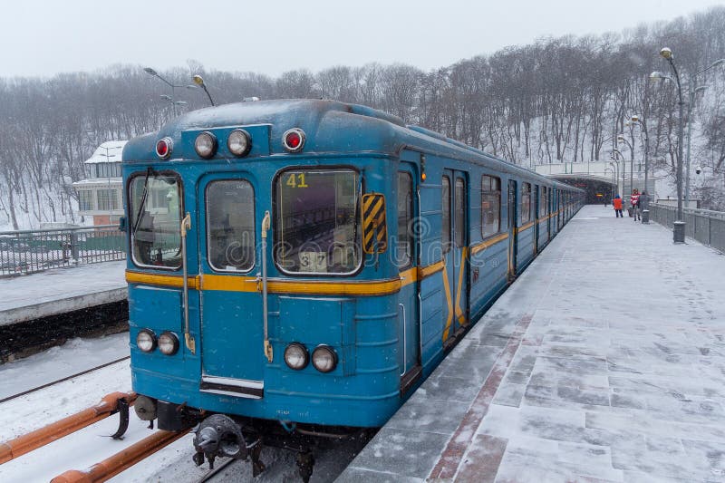 Kiev, Ukraine - March 02, 2018: Metro Train on the Bridge Editorial ...
