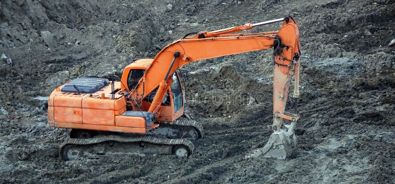 Tractors and Excavators Work on the Construction of the Foundation Zero ...