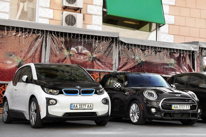 Kiev, Ukraine - October 14, 2019: BMW I3 and Mini Cooper in the City ...