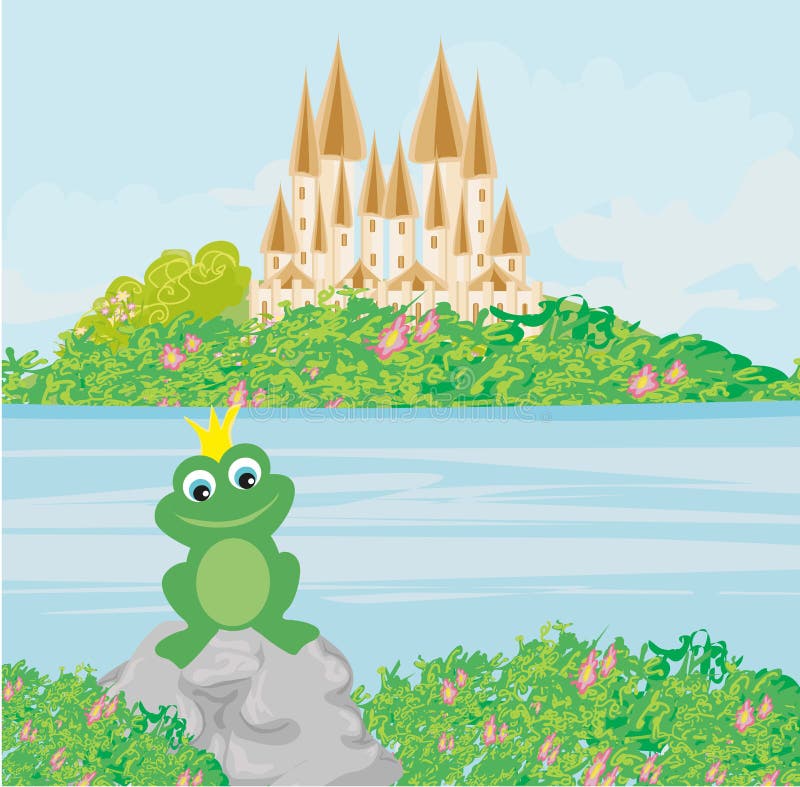 Kikker met een kroon vector illustratie. Illustration of rivier - 70191168