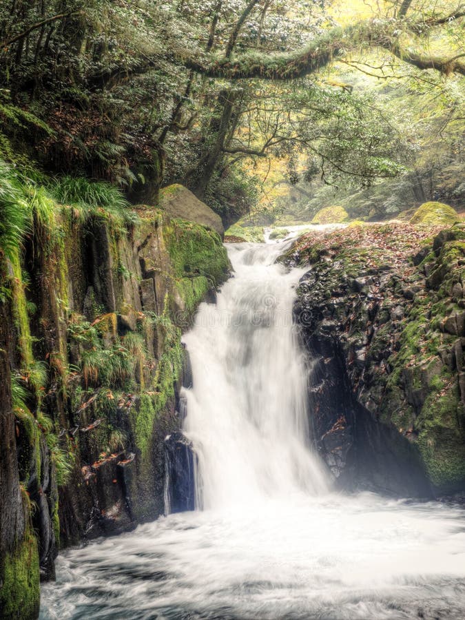 Kikuchi valley waterfall stock image. Image of landscape - 98243573