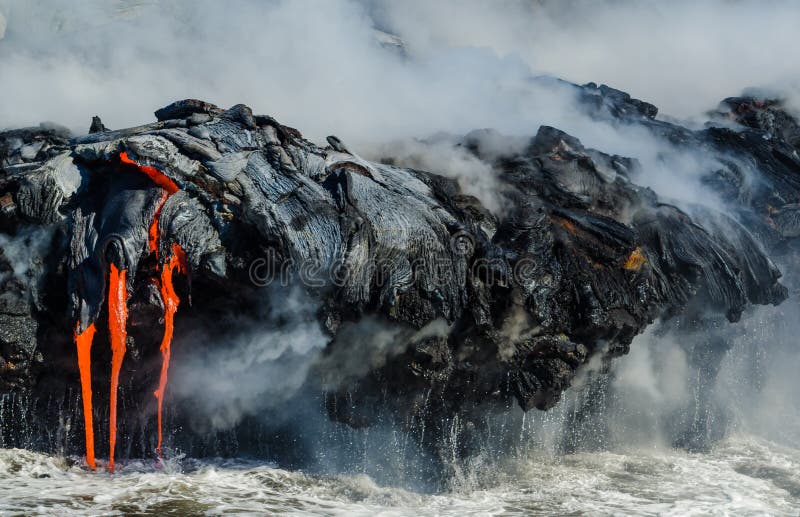Kilauea Volcano Lava Flow stock photo. Image of water - 80884886