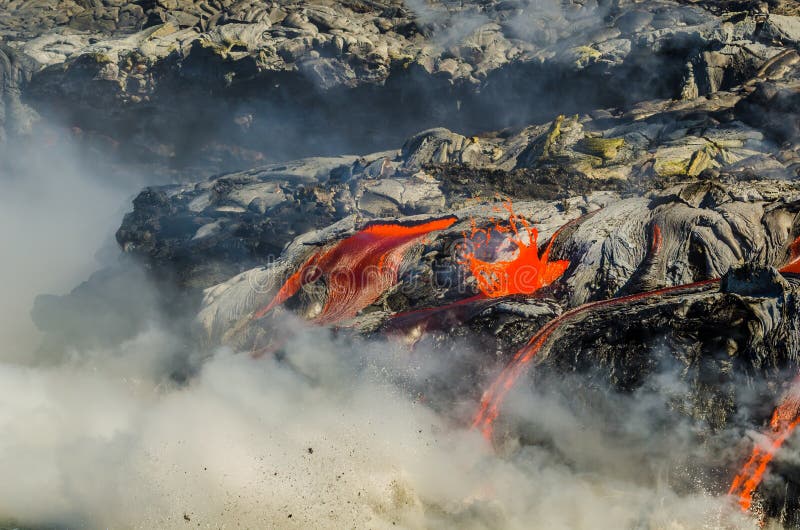 Kilauea Volcano Lava Flow stock image. Image of bigislandhawaii - 80885321