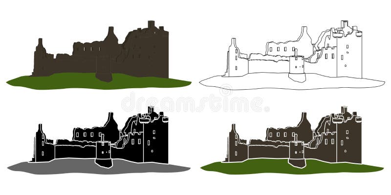 Old Castle Front View Artistic Hand Drawing Stock Vector - Illustration ...