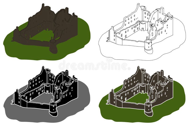 Kilchurn Castle in Perspective View Stock Vector - Illustration of ...