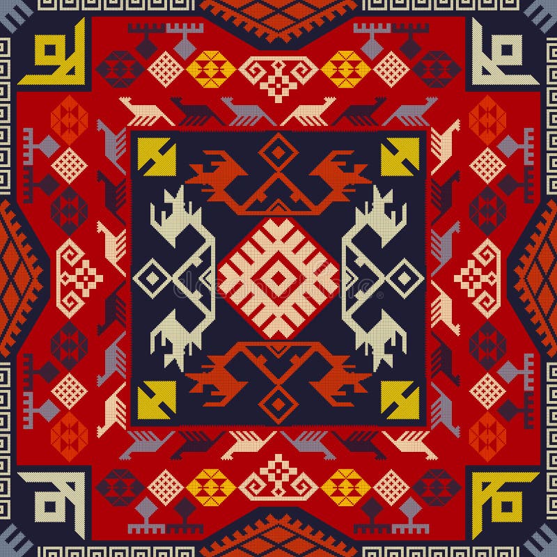 Kilim pattern 4 stock vector. Illustration of native - 264207336