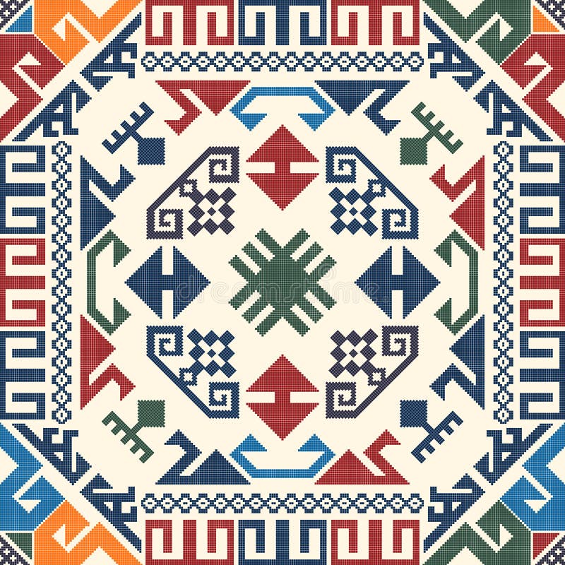 Kilim pattern 5 stock vector. Illustration of colorful - 264207339