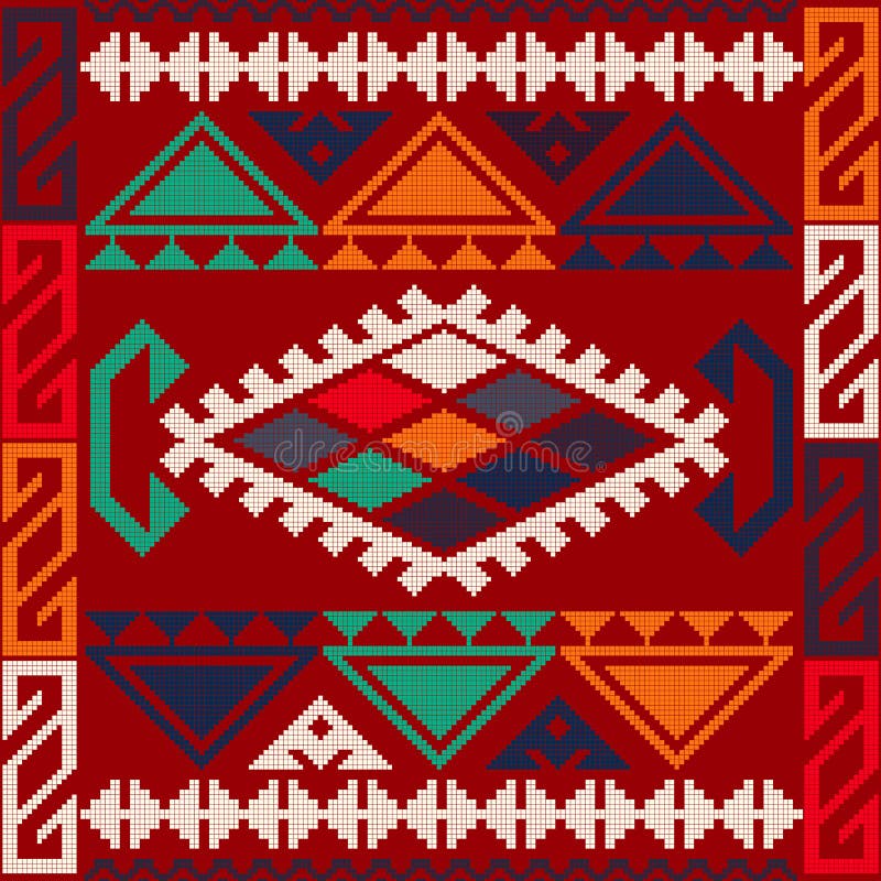 Kilim pattern 6 stock vector. Illustration of colorful - 264207340