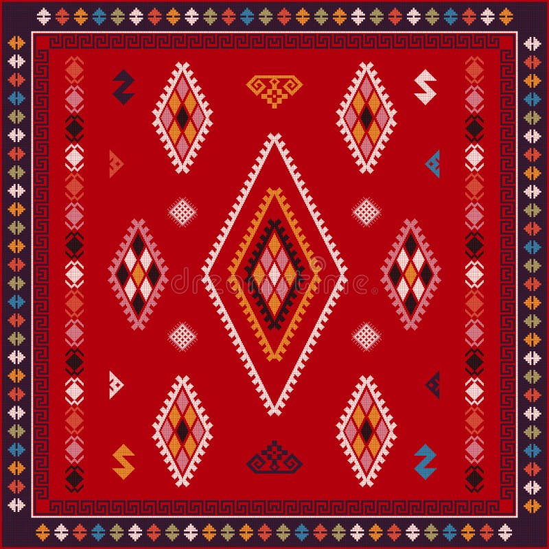 Kilim pattern 11 stock vector. Illustration of fabric - 264379706