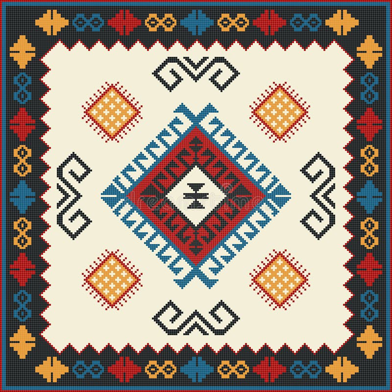 Kilim pattern 12 stock vector. Illustration of antique - 264379708