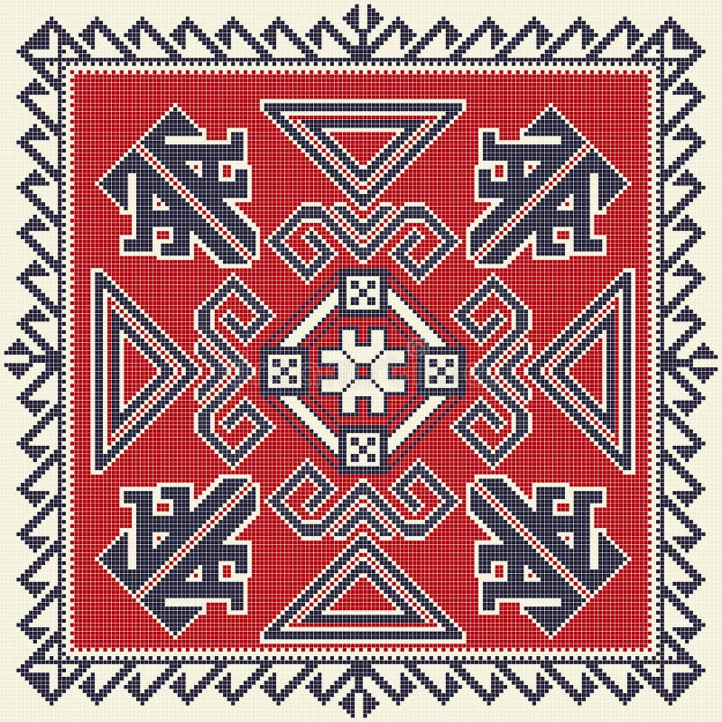 Kilim pattern 28 stock vector. Illustration of border - 264524320