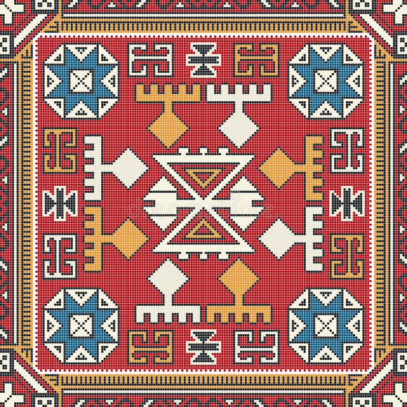 Kilim pattern 34 stock vector. Illustration of geometric - 264524342