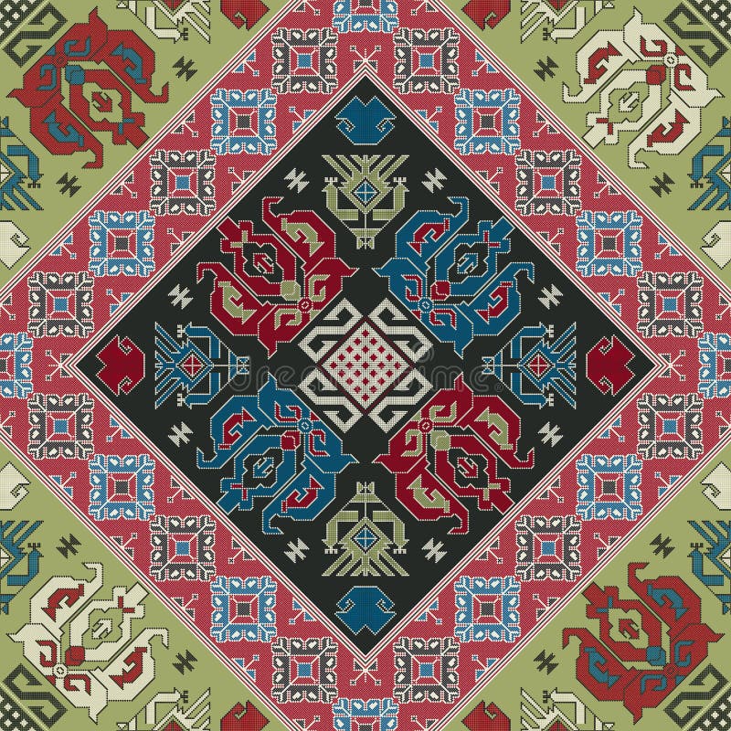 Kilim pattern 47 stock vector. Illustration of retro - 264794480