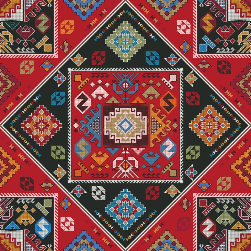 Kilim pattern 49 stock vector. Illustration of geometric - 264794484