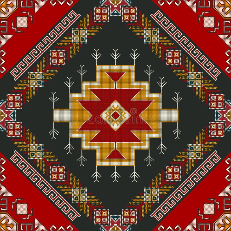 Kilim pattern 56 stock vector. Illustration of geometric - 264910832