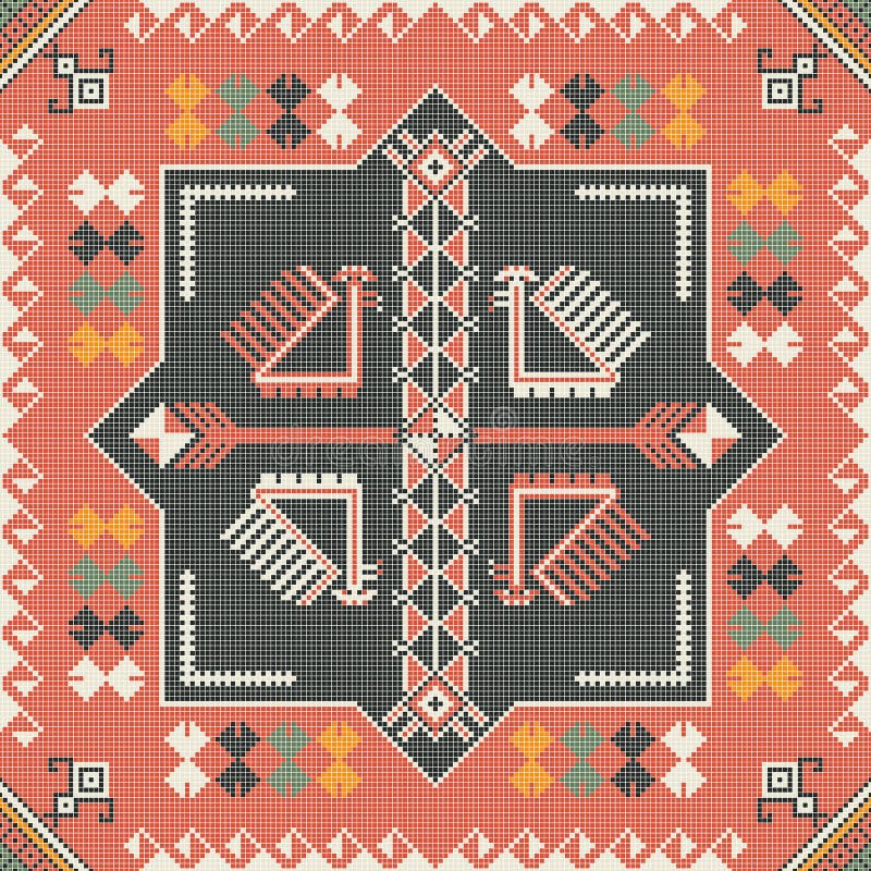 Kilim pattern 71 stock vector. Illustration of pattern - 265275614