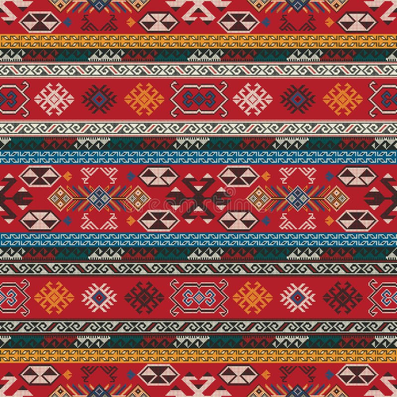 Kilim pattern 74 stock vector. Illustration of ethnic - 265275619