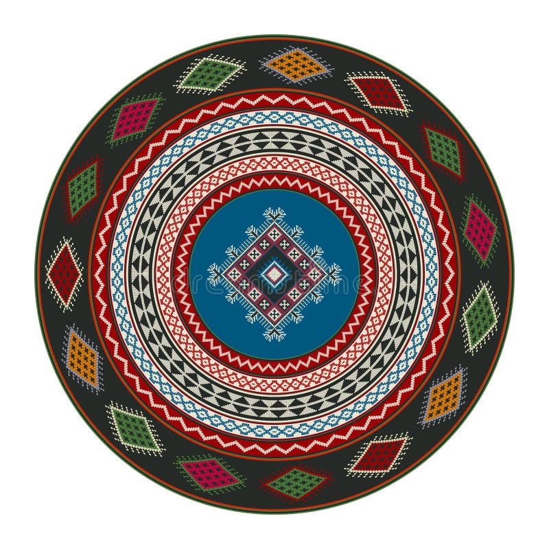 Kilim Round Design Element 6 Stock Vector - Illustration of asian, asia ...