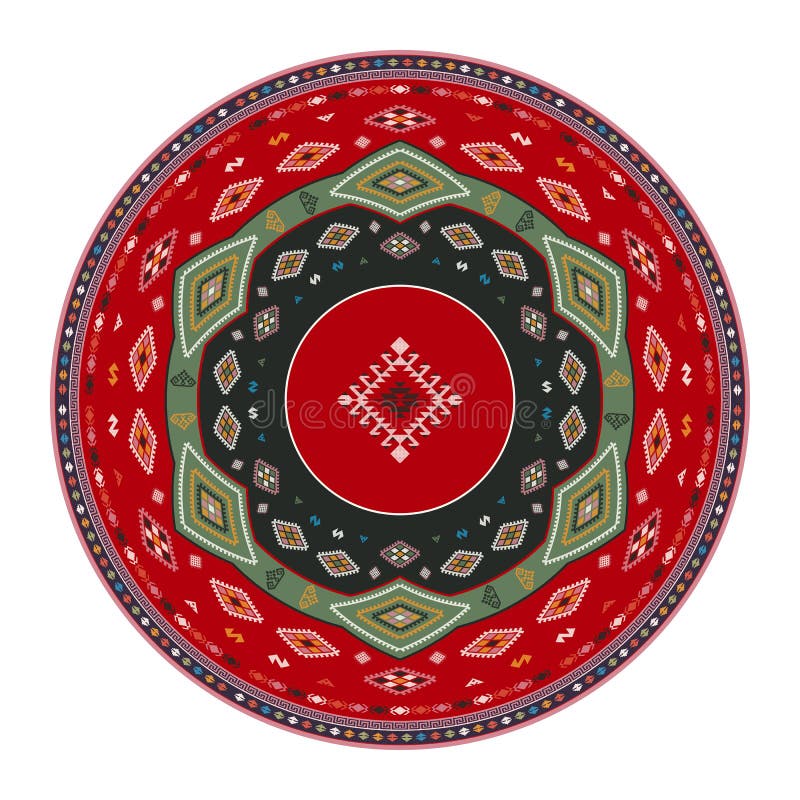 Kilim Round Design Element 7 Stock Vector - Illustration of mandala ...