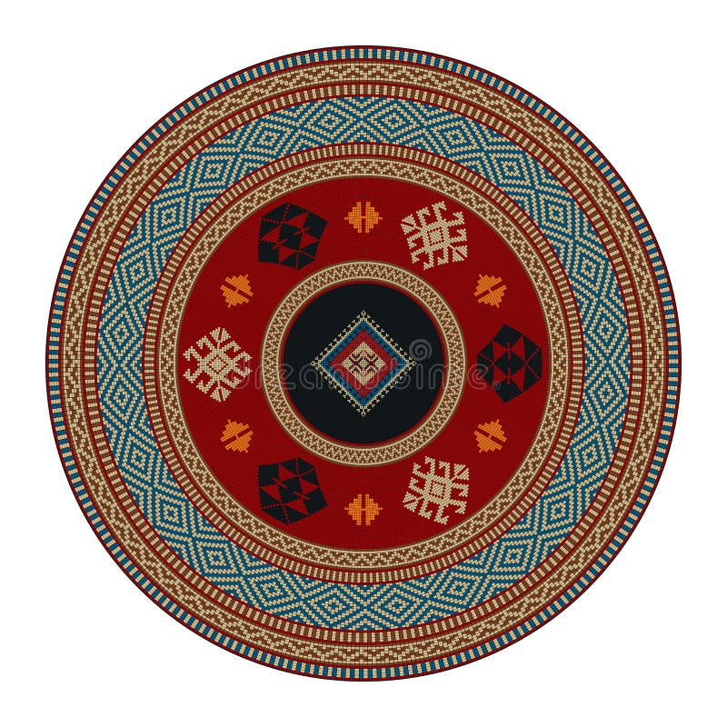 Kilim Round Design Element 13 Stock Vector - Illustration of arabic ...