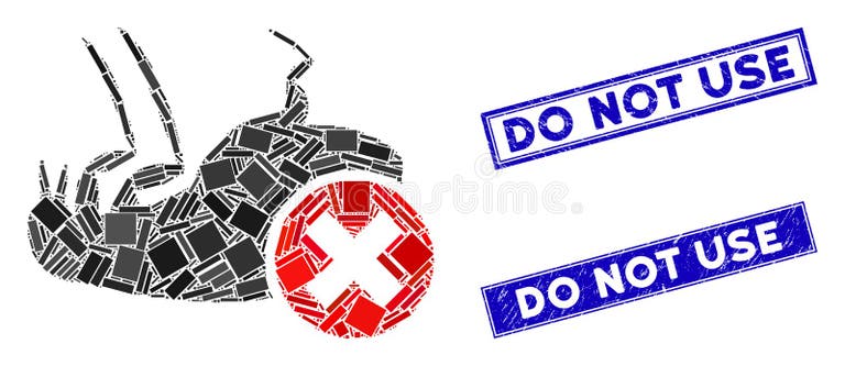 Kill Flea Mosaic and Scratched Rectangle Do Not Use Seals Stock Vector ...